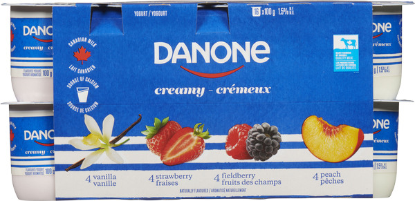 DANONE CRÉMEUX PÊCHE/FRUITS DES CHAMPS/VANILLE/FRAISES 16X100G ...