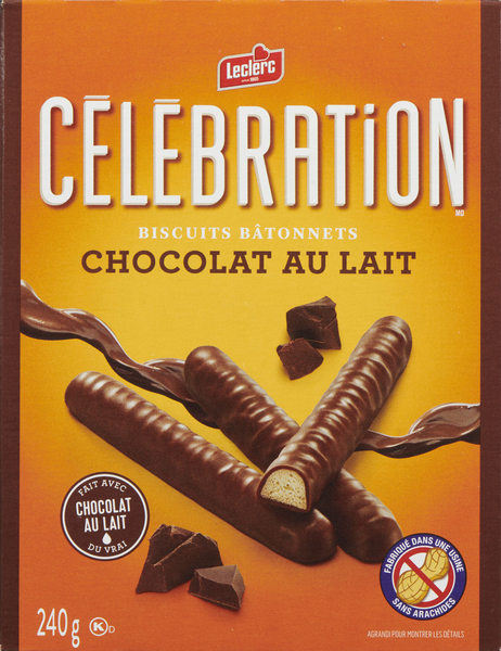 Bisc.Baton.Enr.Choco.Lait Celeb.240g - Répertoire des aliments québécois