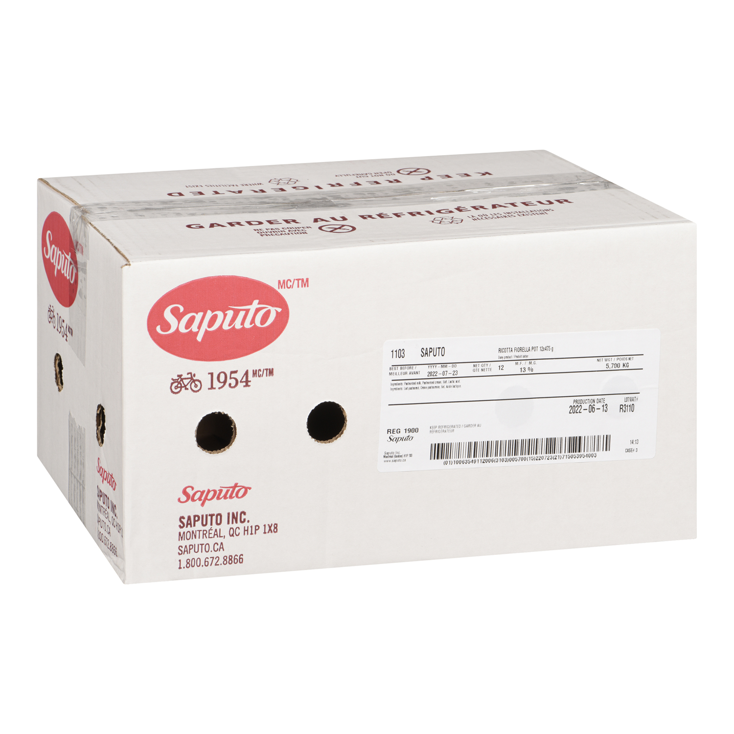 Saputo Ricotta Fiorella 13% M.G. - Répertoire des aliments québécois