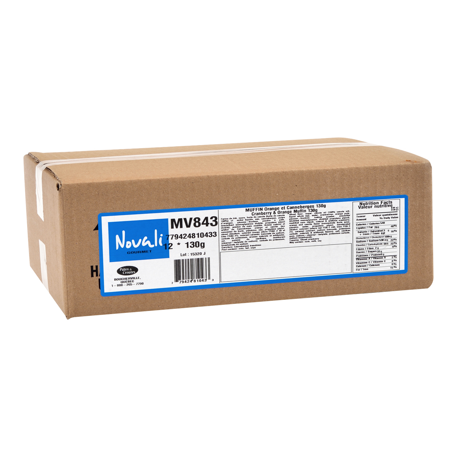 Muffin tulipe 130g Orange & Canneberge Novali - Répertoire des aliments ...