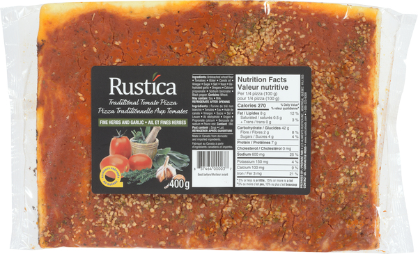 Rustica Pizza Aux Tomates ail et fines herbes 400 Gram. - Répertoire ...